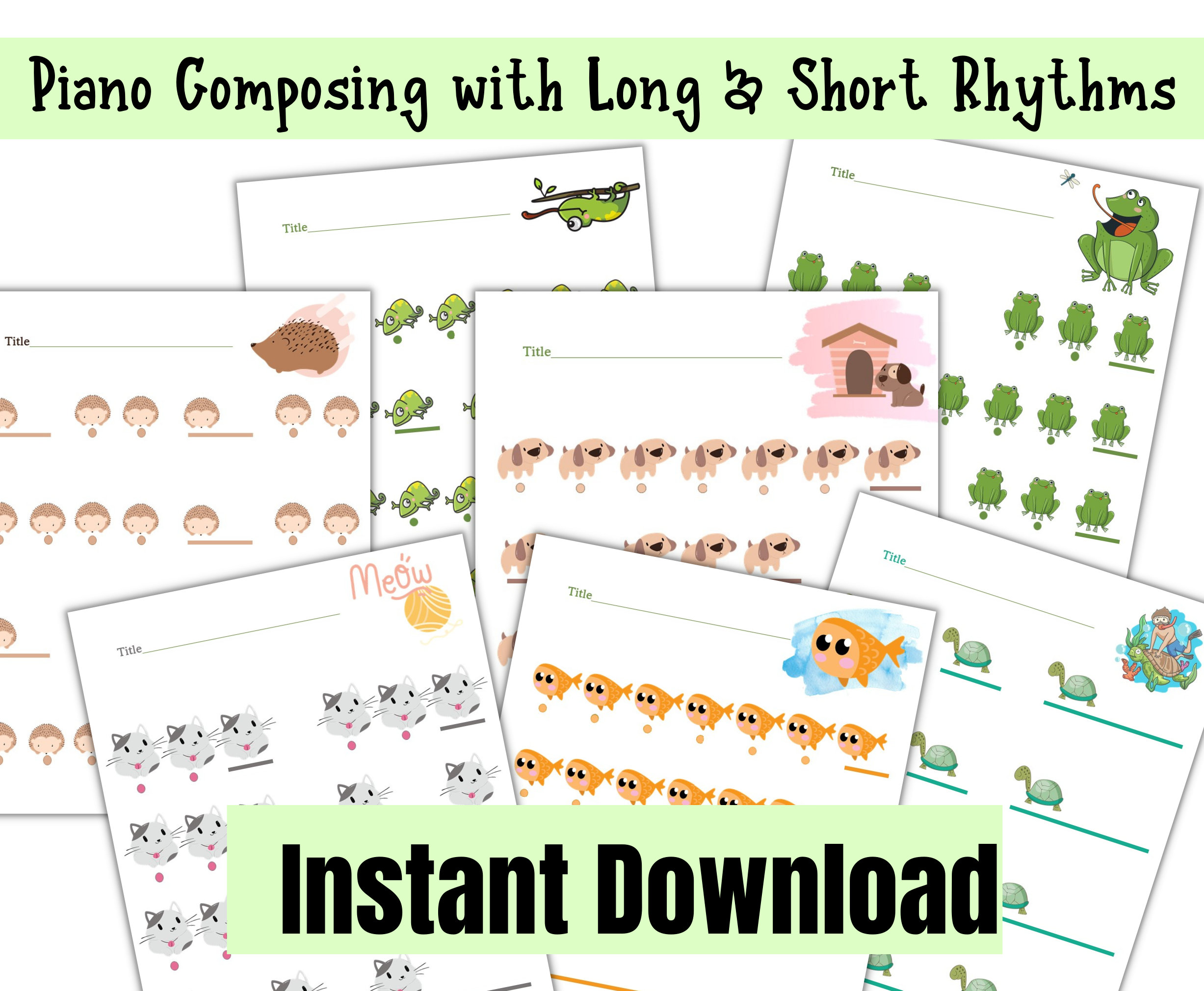 Fun Piano Printable for Preschool Learning Long & Short Rhythm ...