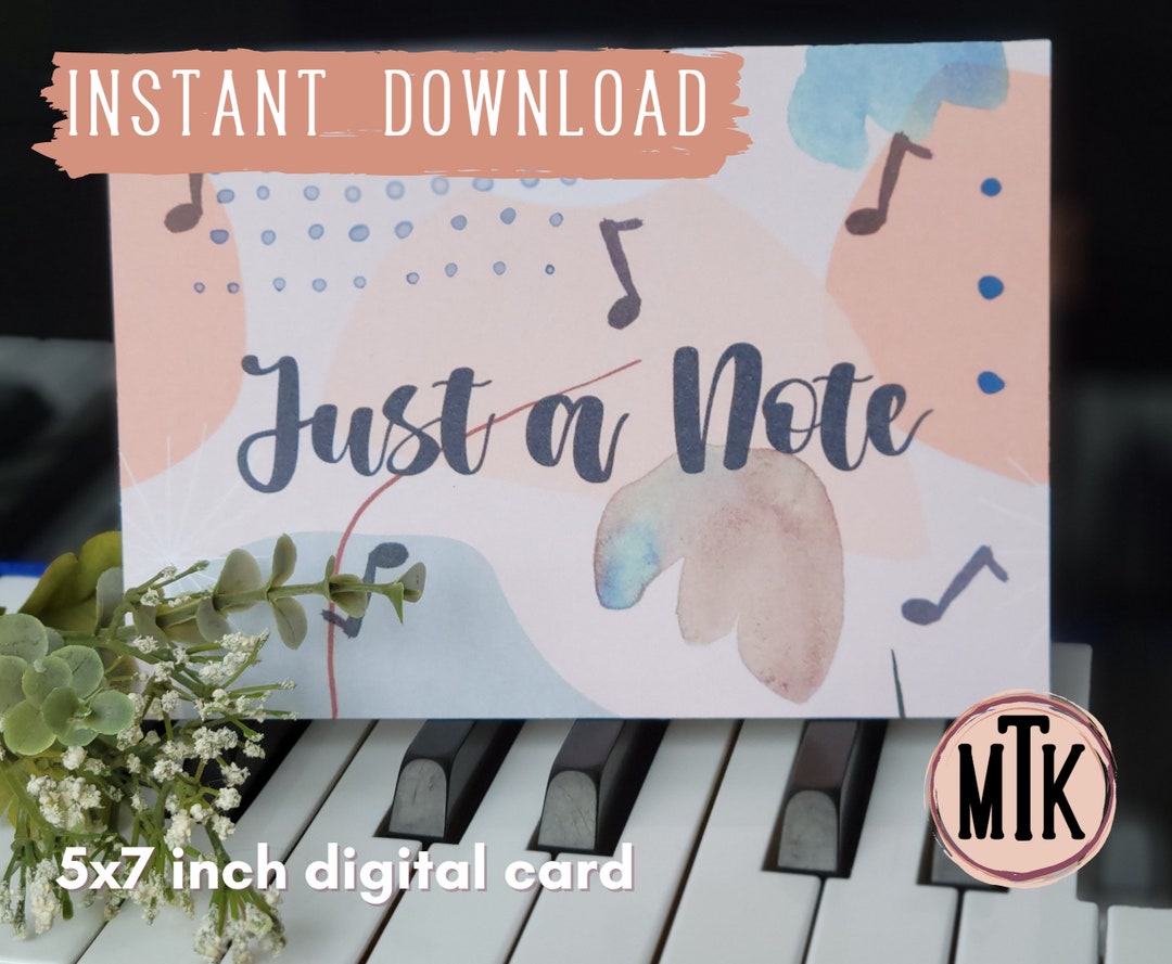 Watercolor Music Notes Greeting Card | Just a Note (digital Download ...