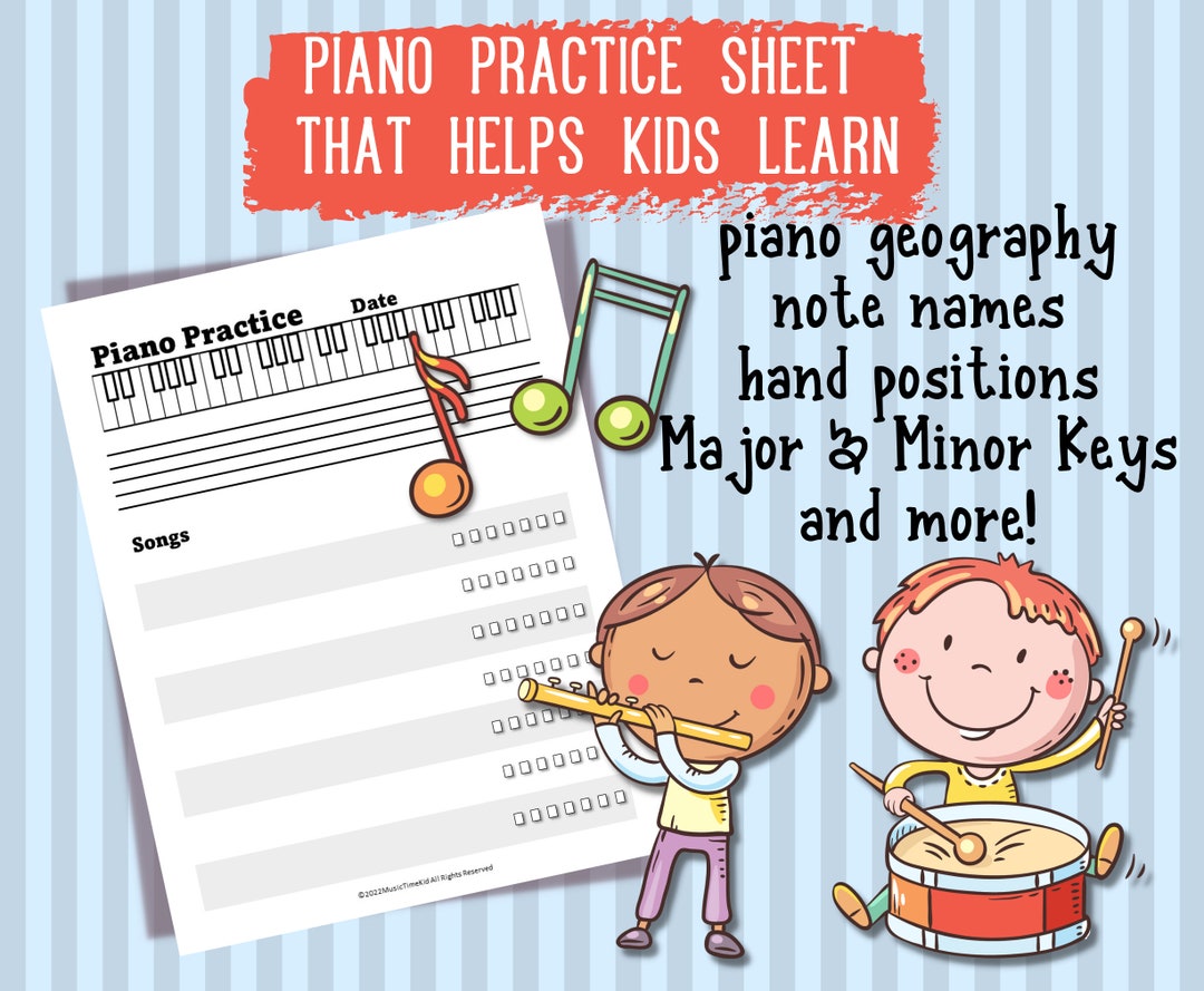 Piano Practice Printable That Helps Teach Note Names, Hand Positions ...