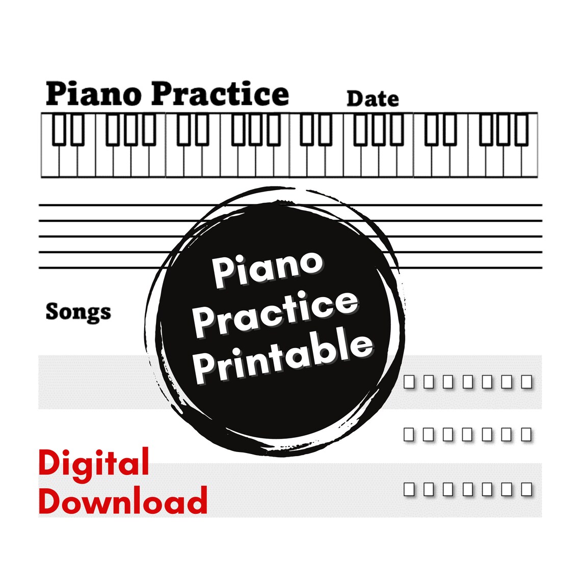Piano Practice Printable That Helps Teach Note Names, Hand Positions ...