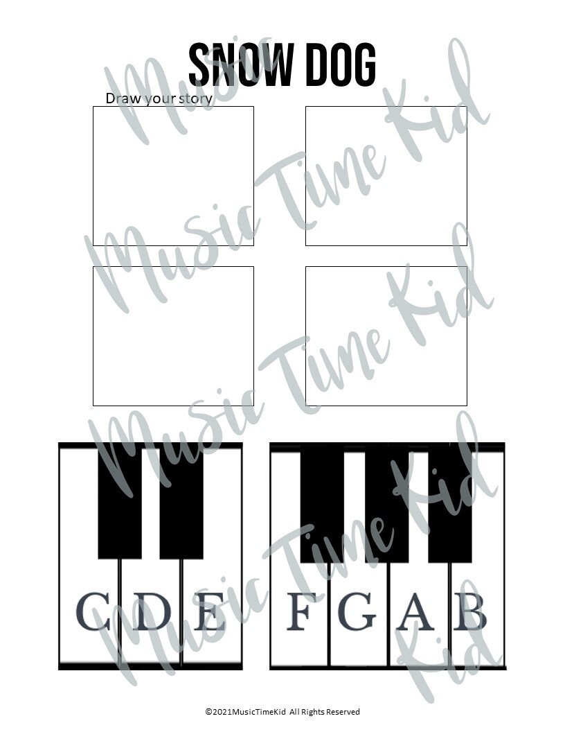 Snow Dog Preschool Worksheets for Composing in Beginner Piano Lessons ...