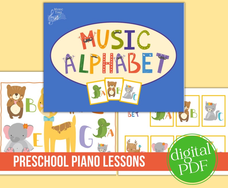 Music Alphabet Animals Matching Card Game Piano Printable - Etsy
