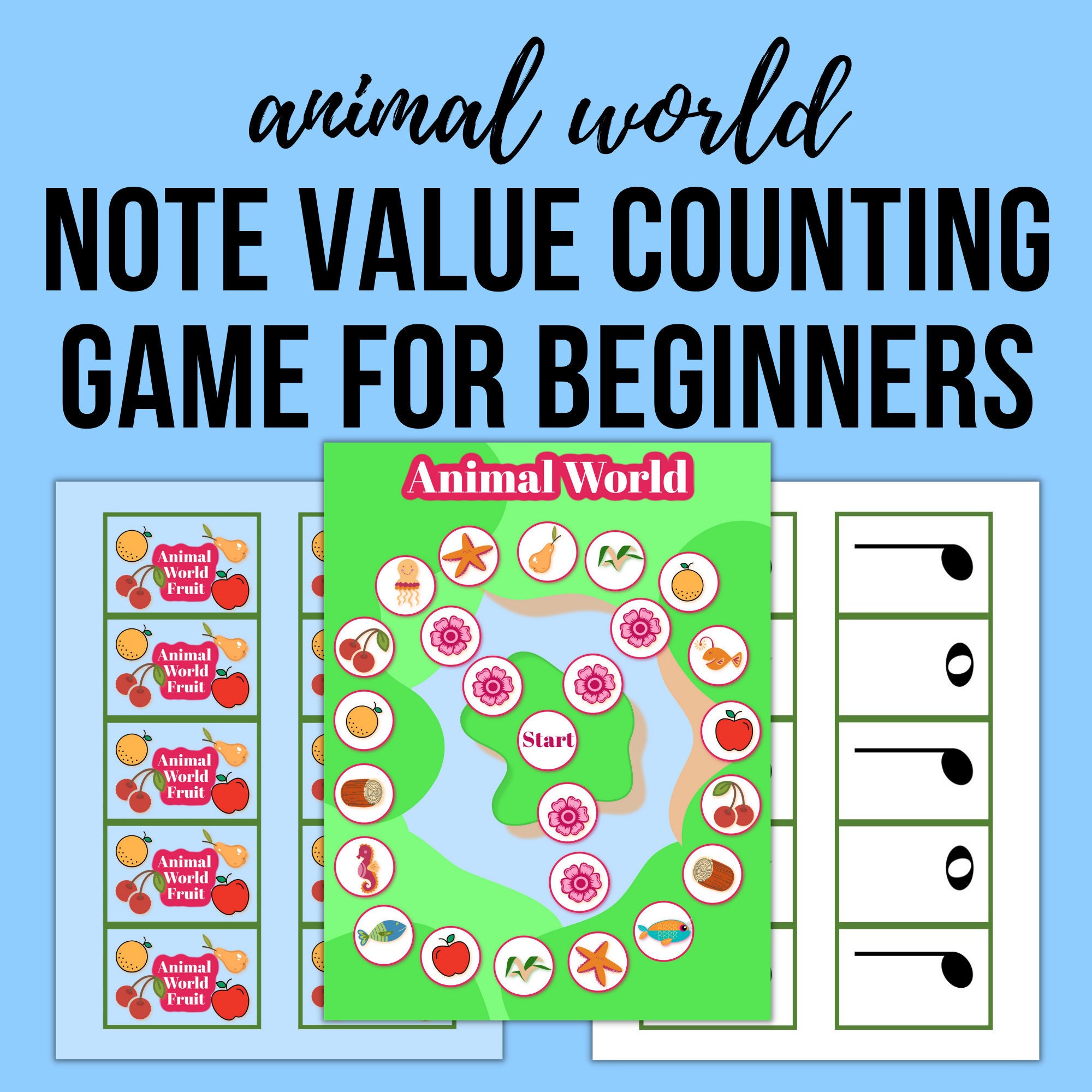 Animal World Piano Counting Game - Etsy