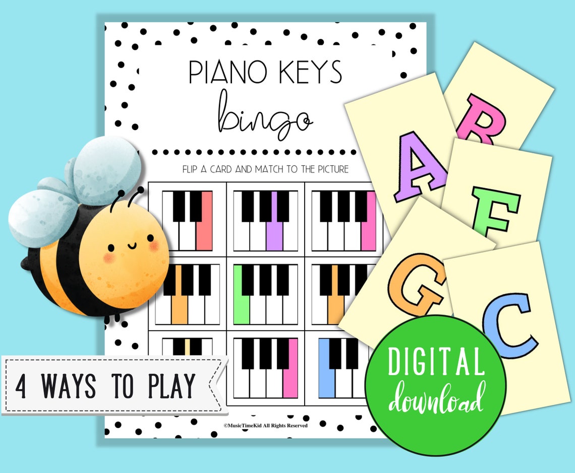 Printable Piano Game Piano Keys Bingo for Beginner Piano | Etsy