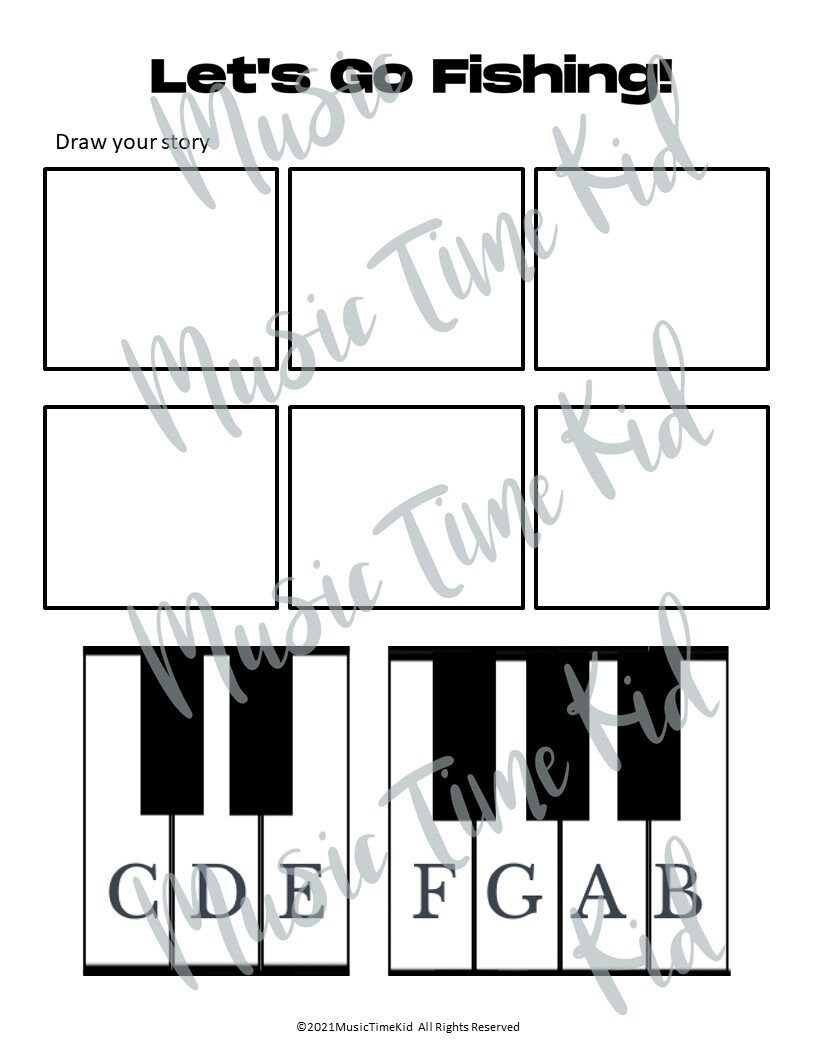 Let's Go Fishing! Preschool Worksheets for Composing in Beginner Piano ...