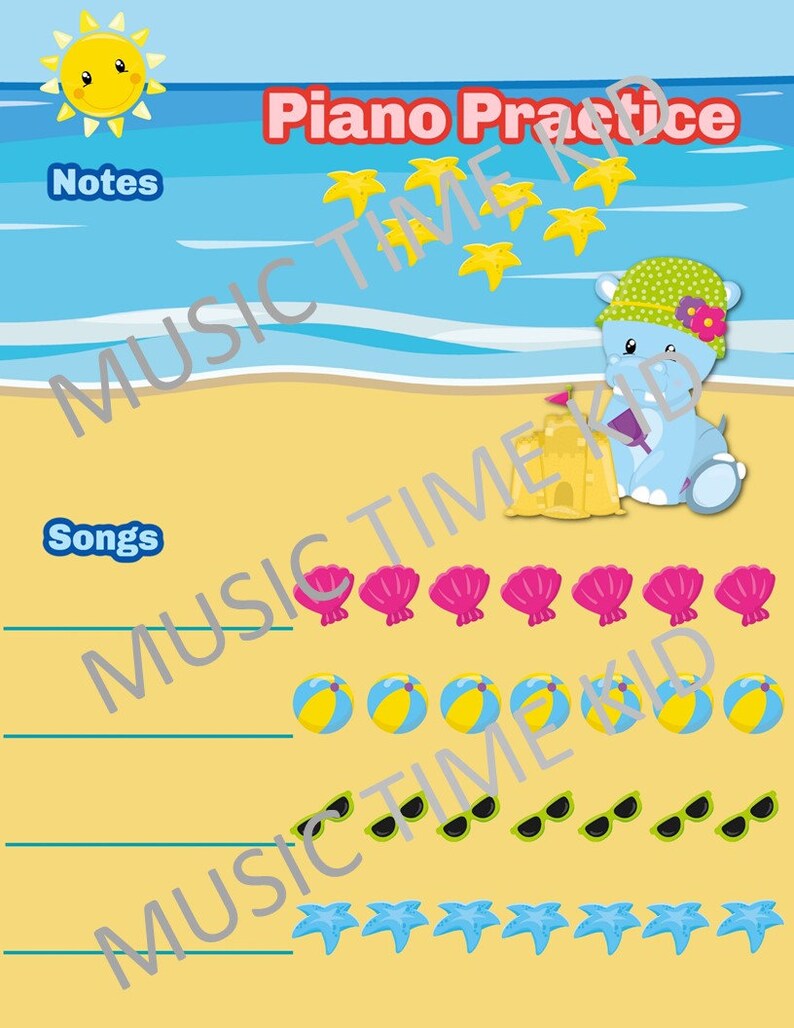 Piano Practice Charts for Kids - Etsy