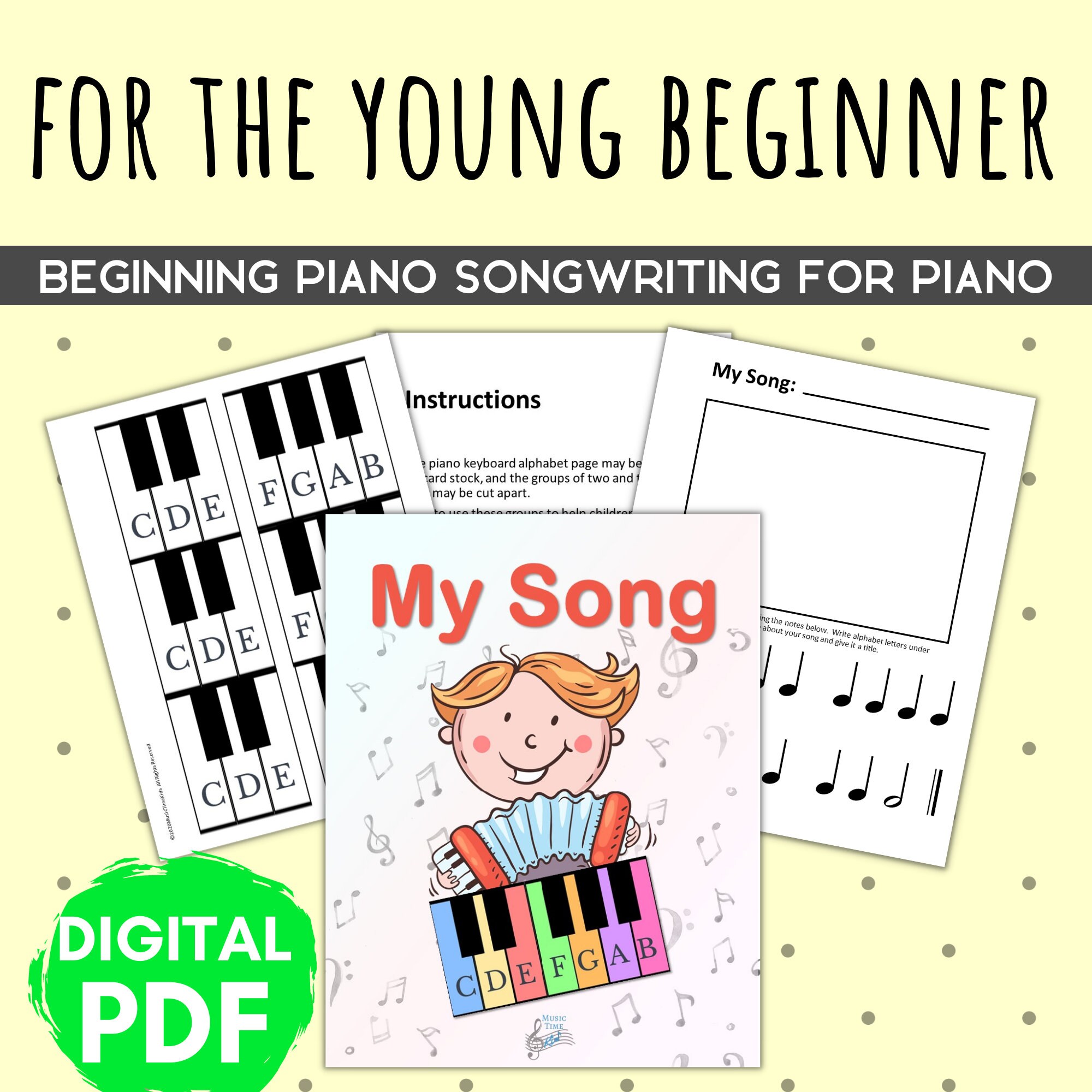 Beginner Piano Worksheet Bundle | Kids Songwriting (digital Download ...