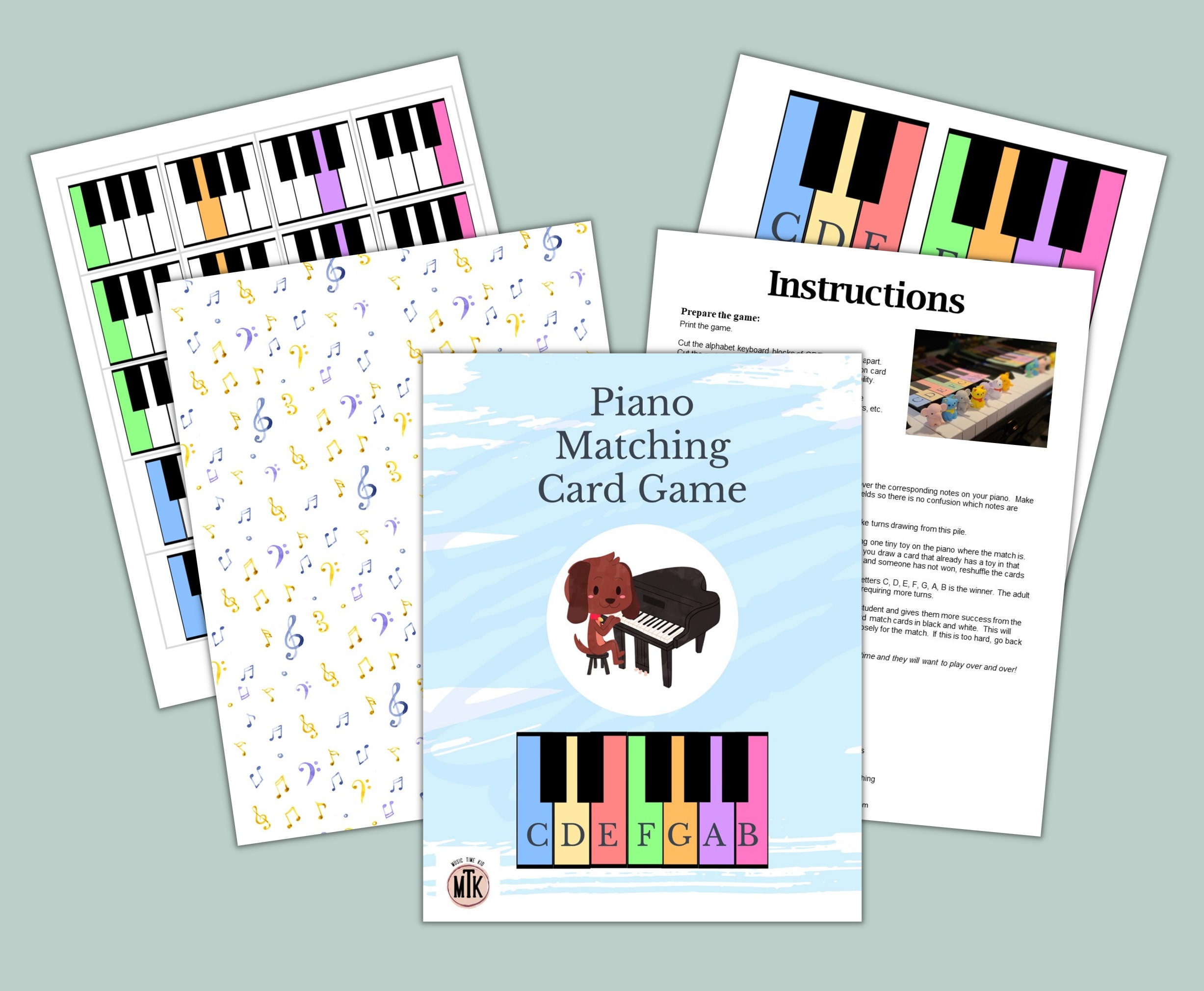 Fun Beginner Piano Matching Card Game Printable - Etsy