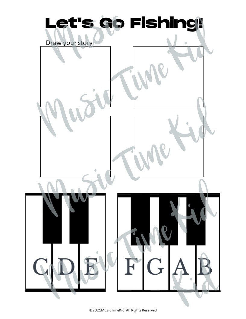 Let's Go Fishing! Preschool Worksheets for Composing in Beginner Piano ...