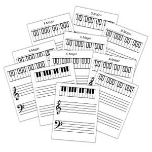 Piano Practice Keyboards and Music Staff Printable for Teaching Hand ...