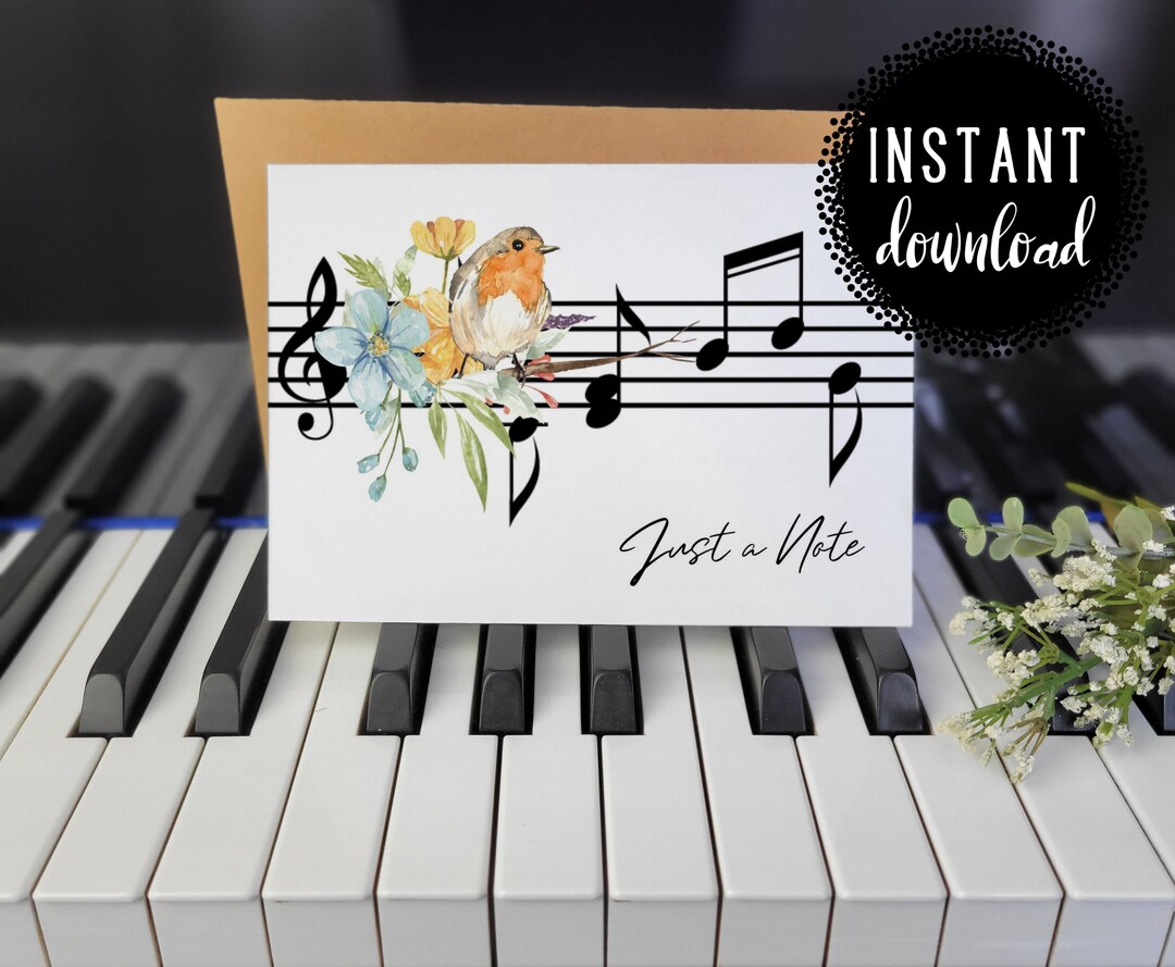 Printable Just a Note Card, Blank 5x7 Inch Greeting Card - Thinking of ...