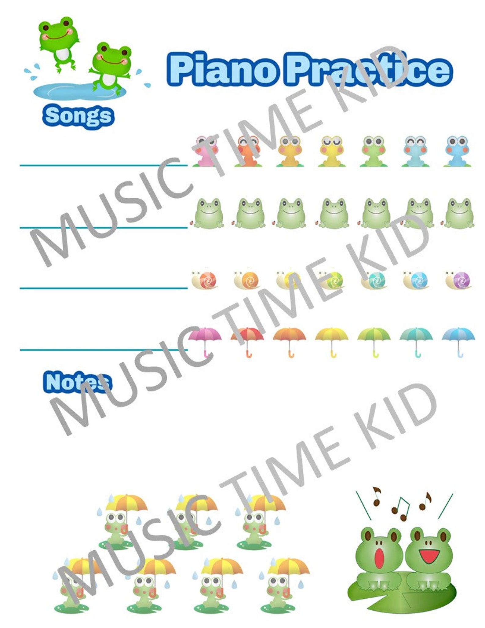 Piano Practice Charts for Kids - Etsy