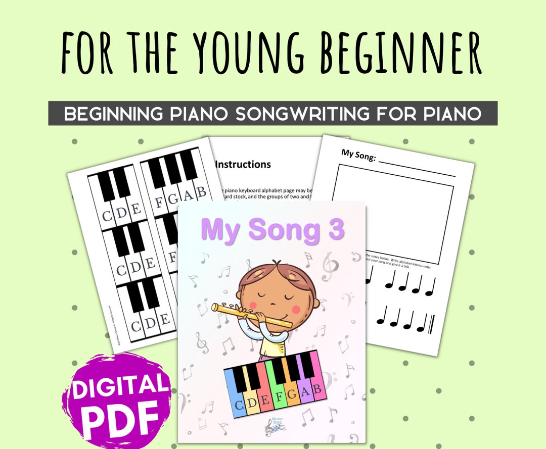 Songwriting Piano Worksheet | Preschool Printable for Beginner Piano ...