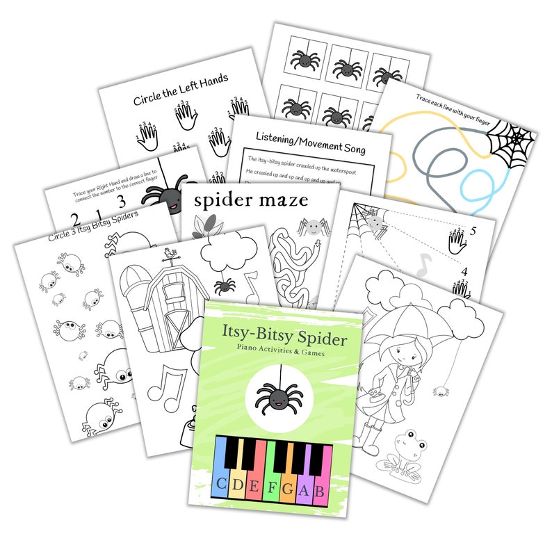 Itsy Bitsy Spider Piano Music, Activities & Games for Preschool ...