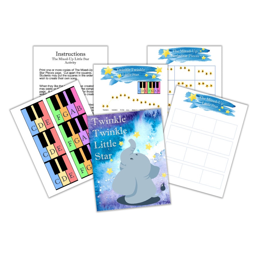 Twinkle Twinkle Little Star Piano Lesson Printable | Preschool Music ...