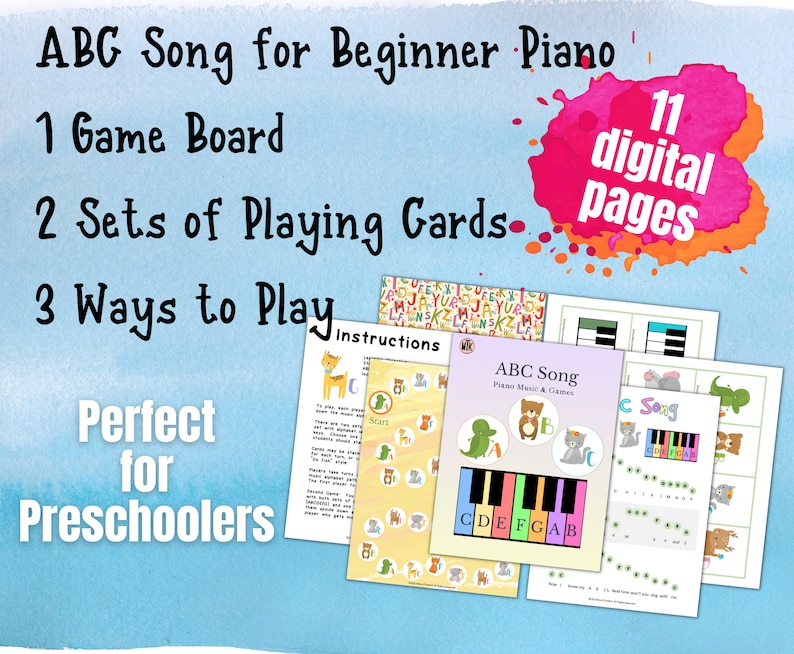 ABC Song Piano Printable With Alphabet Letters for Preschool Learning ...