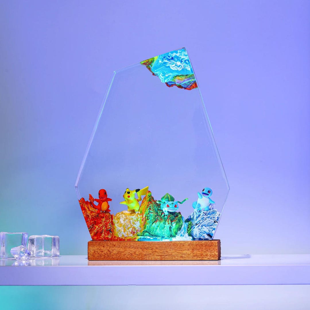 Pi.ka/ch/u Bulbasaur Charmander Squirtle Gift, Custom Epoxy Resin Lamp, Christmas Gift, Gift for ...