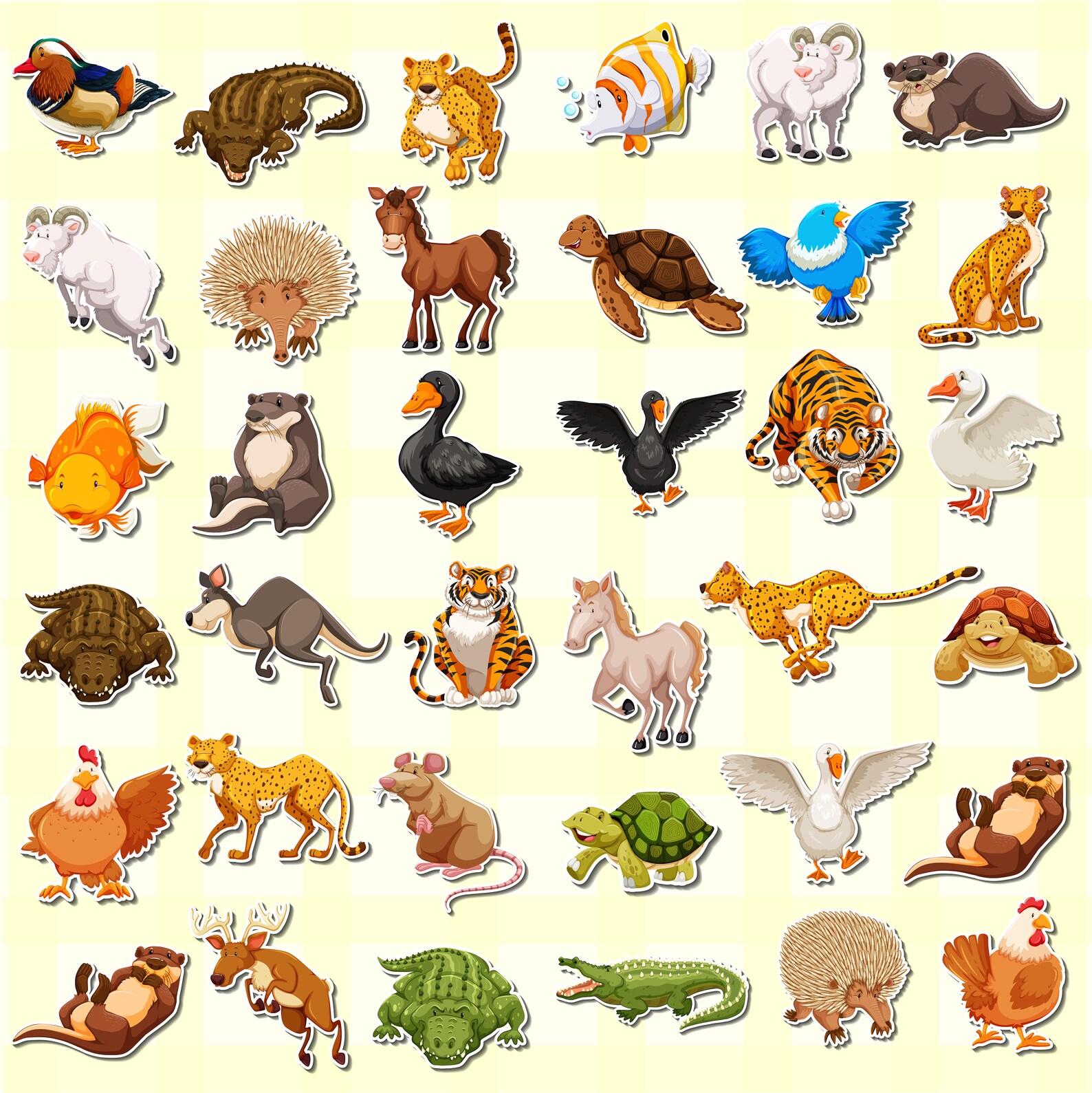 36 Cute Happy Animal Variety Digital Planner Doodle Goodnote Stickers ...