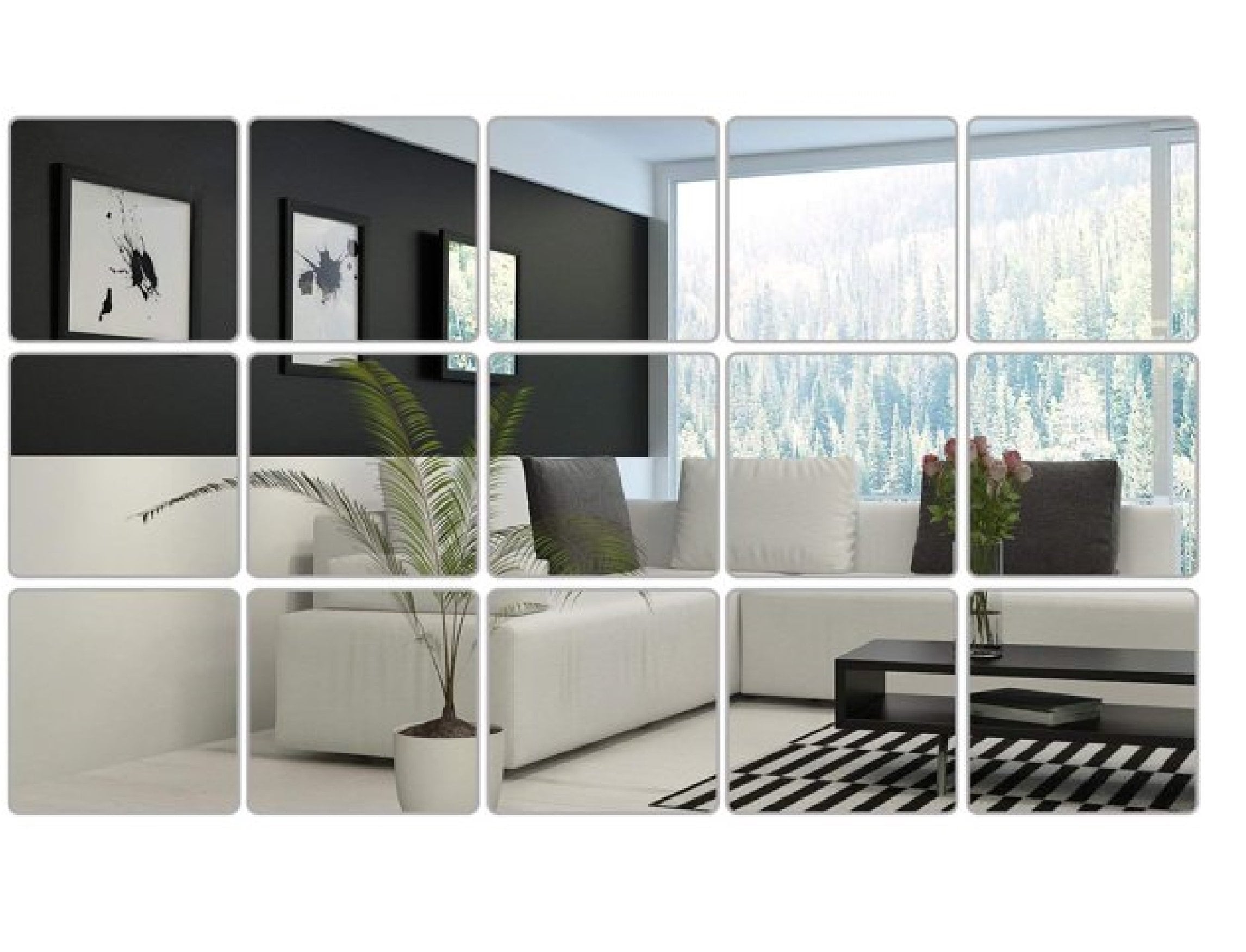 16 Sheets Mirror Removable Wall Stickers Acrylic Flexible for Home Room ...