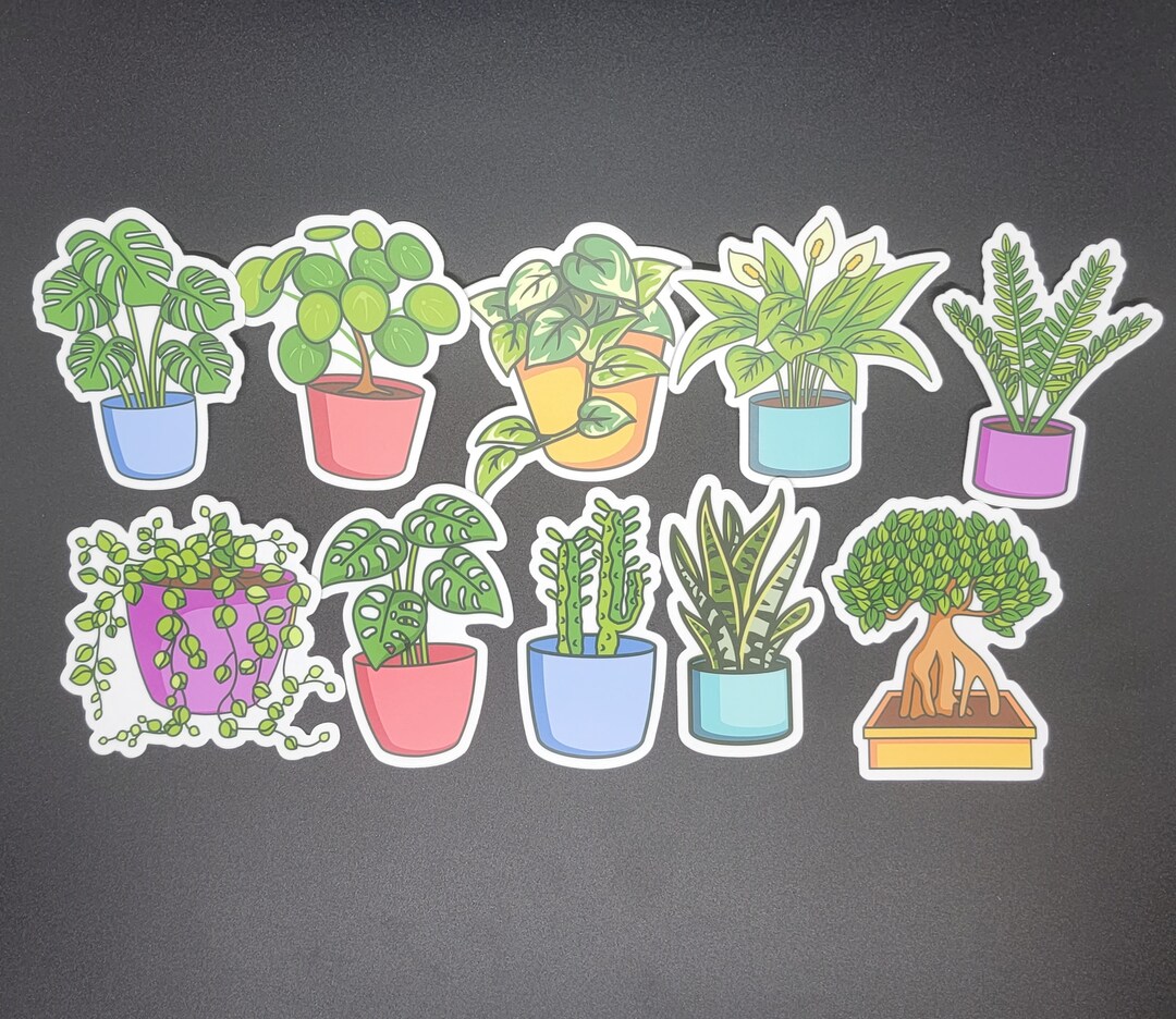 Houseplant Stickers - 10 Pack 3" Matte, Waterproof, UV Proof, Durable ...