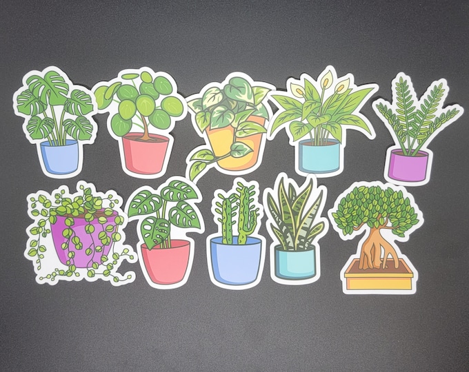 Houseplant Stickers - 10 Pack 3" Matte, Waterproof, UV Proof, Durable ...