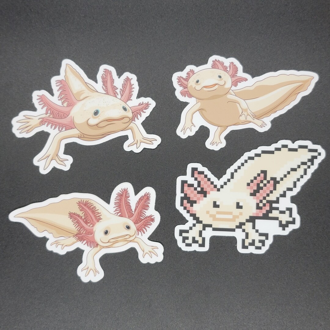 Minecraft 8-bit Axolotl Sticker - 4 Pack High Quality Vinyl 3" Axolotl ...