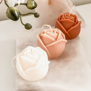 Terra Cotta Collection, Rose Shape Candle Set, Unique Gift, Rose Shaped ...