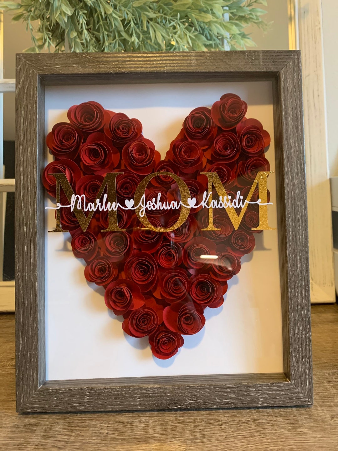 Personalized Mom Shadow Box, Heart Shadow Box, Mom With Kids Name ...