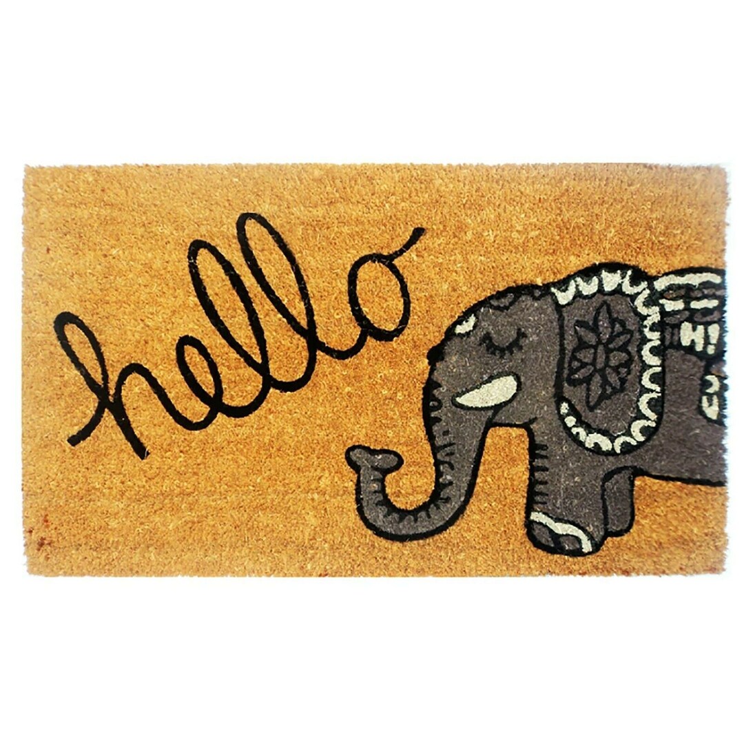 Hello Elephant Door Mat, Yoga Door Mat, Housewarming Gift, Wedding Gift ...