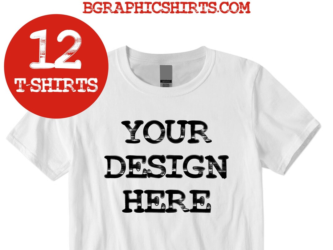 Personalized Custom Silk Screen Printed T-shirt 12 White T-shirts 1 ...