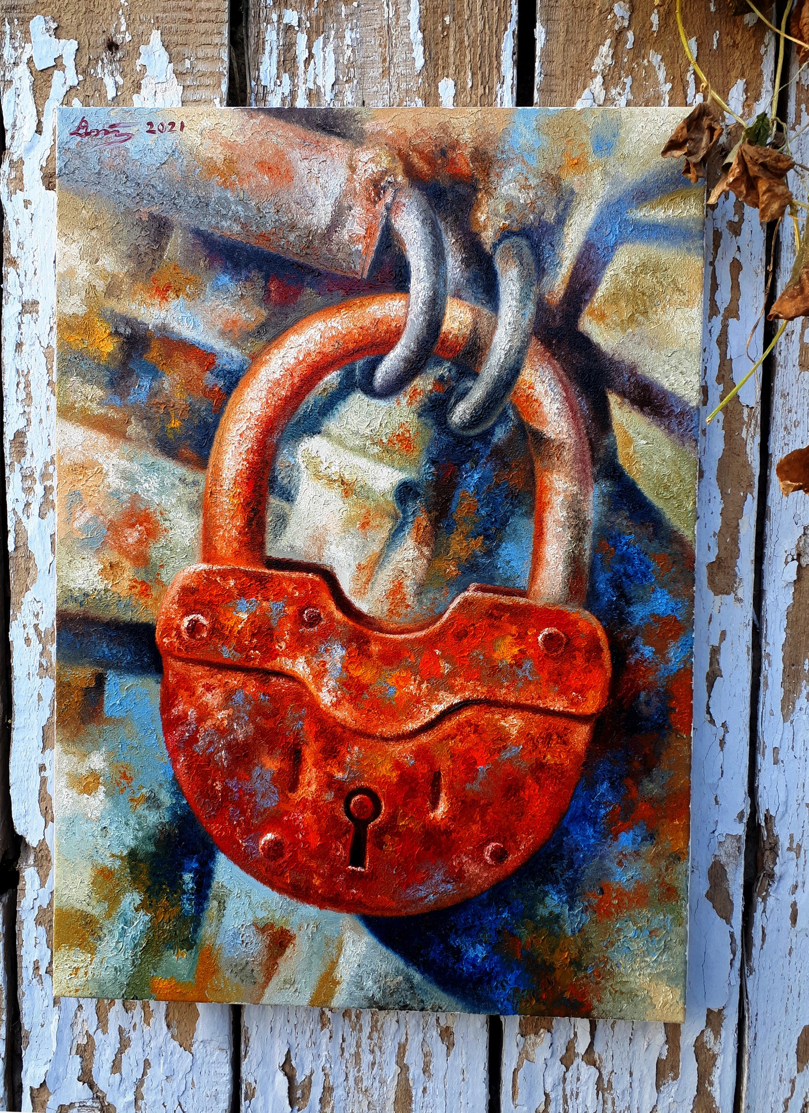 Old Lock, Original Oil Painting, Original Canvas Art, Surrealist ...