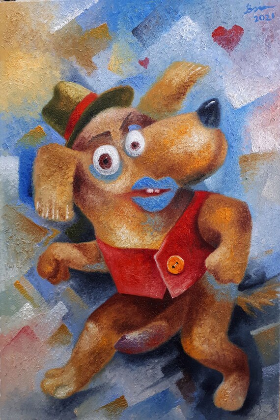 Spring Dog Original Oil Paintingoriginal Canvas - Etsy UK