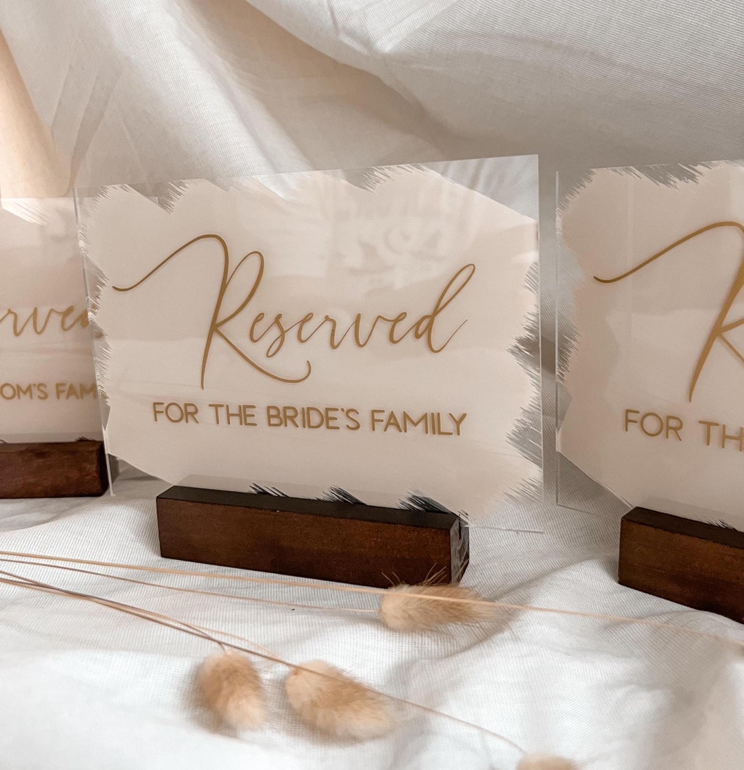 Acrylic Reserved Table Sign With Table Details | Wedding Event Decor - Etsy