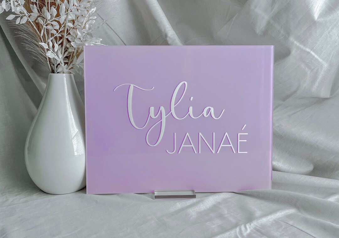Acrylic Baby Name Sign Rectangle - Fully Painted| Custom Baby Nursery ...