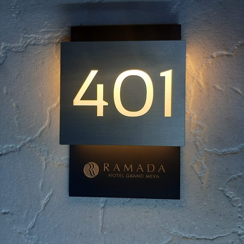 Illuminated LED Custom Indoor Logo Engraved Door Number Sign, Hotel ...