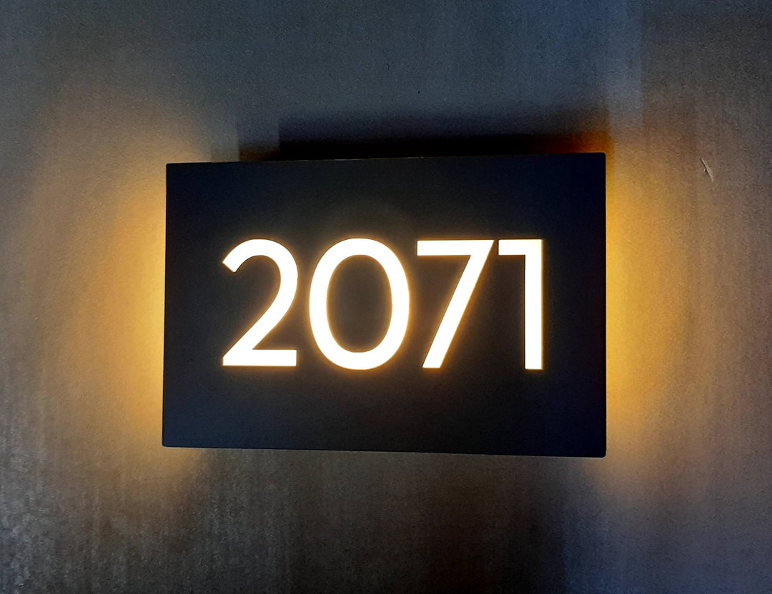 Illuminated LED Custom Door Number Sign - 7" X 4.7" - Etsy