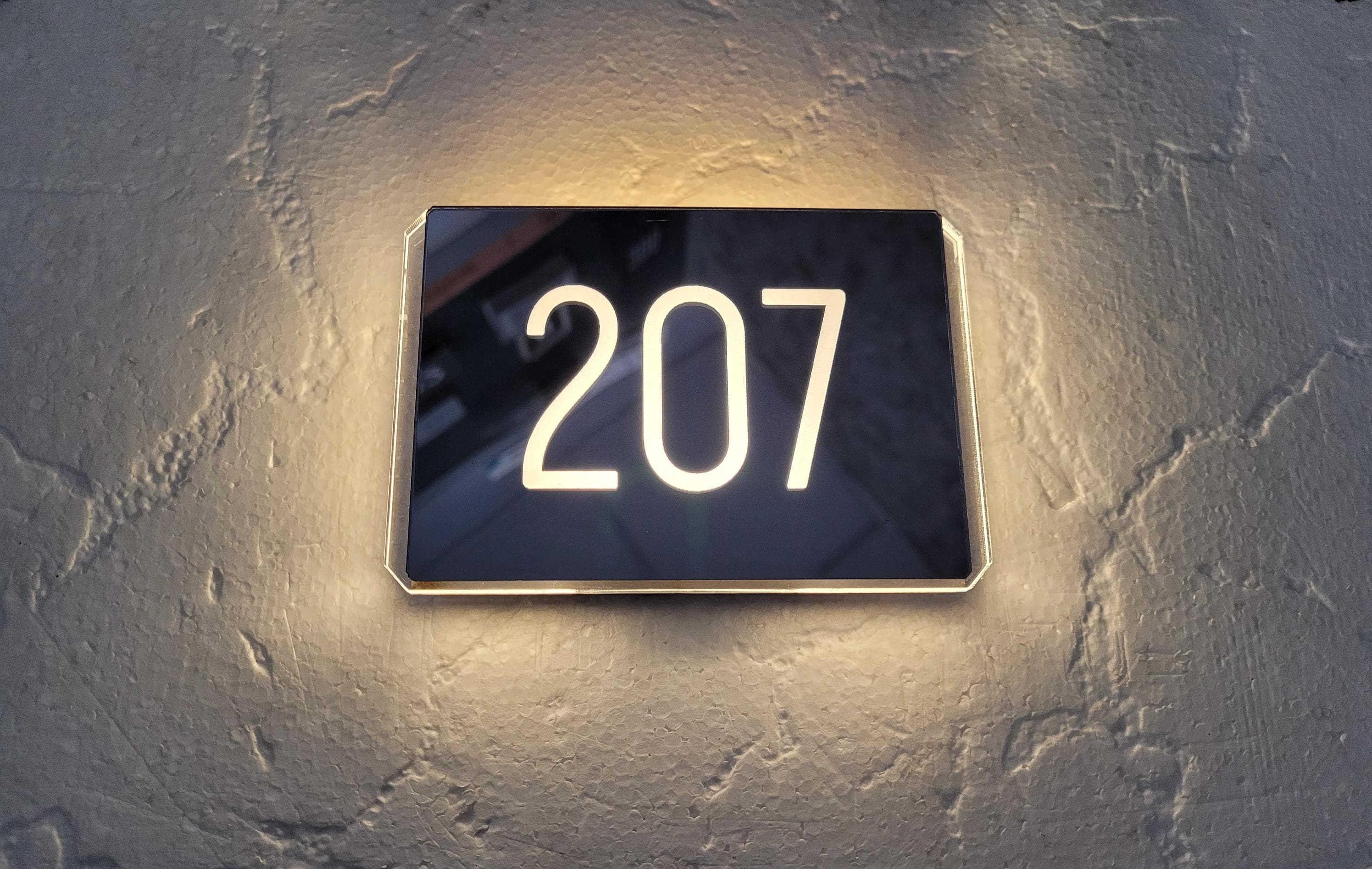 Illuminated LED Custom Indoor Mirrored Door Sign, Hotel Sign, Hotel ...