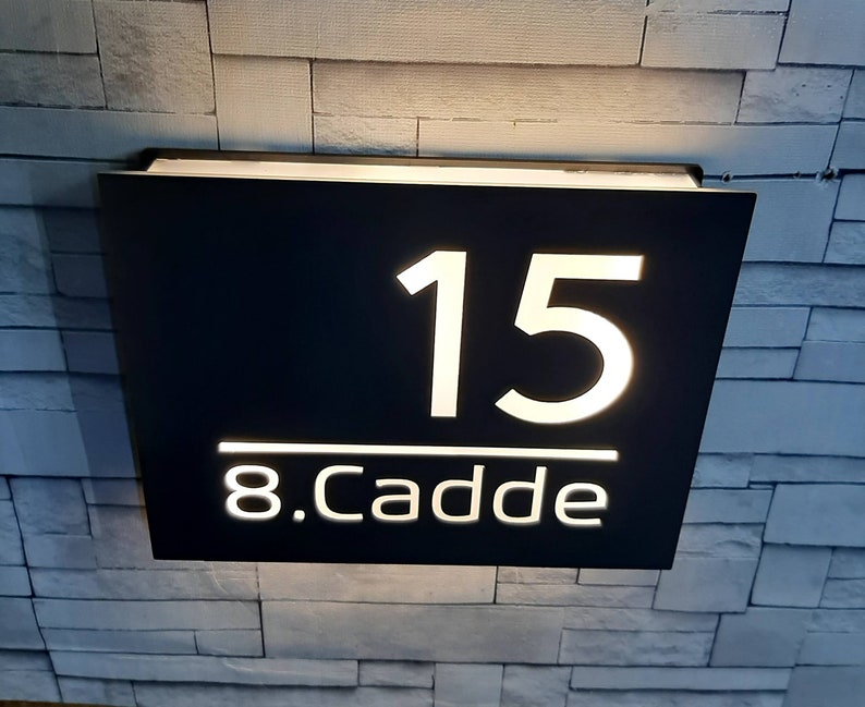 Illuminated LED Custom Door Number Sign With Street Name - 10" X 6.3 ...