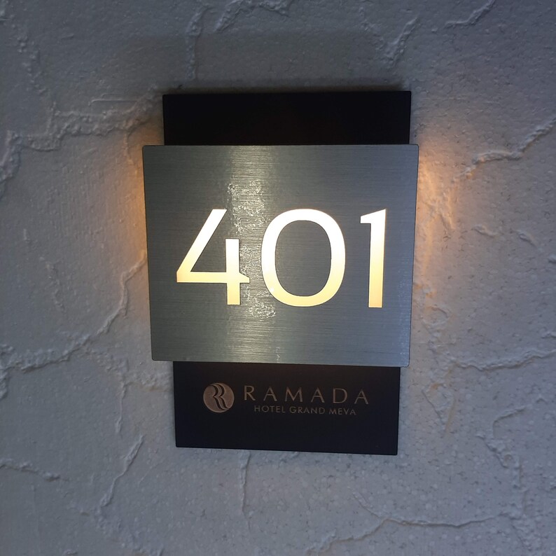 Illuminated LED Custom Indoor Logo Engraved Door Number Sign, for ...