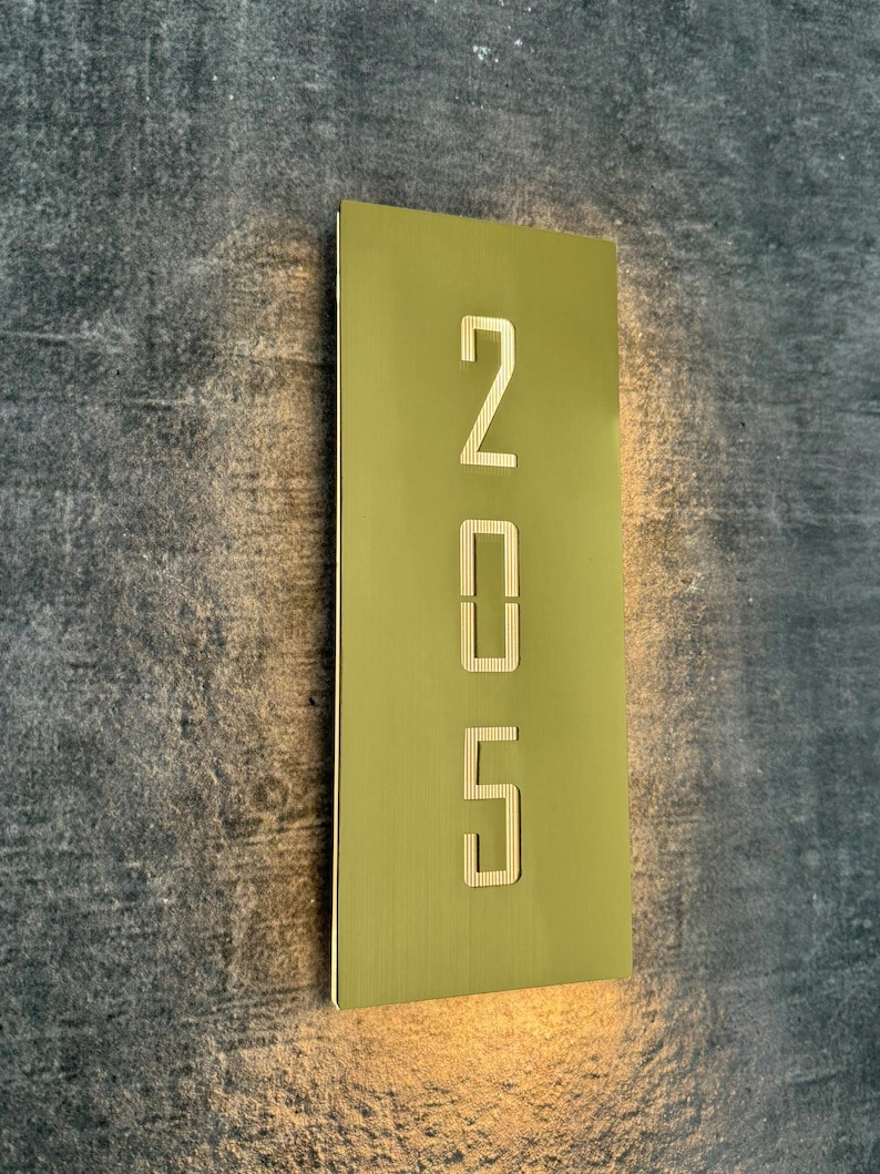 Illuminated LED Custom Gold Number Sign, Door Sign, Hotel Sign, Hotel ...