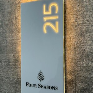 Illuminated LED Custom White Hotel Room Number Sign With Logo, Hotel ...