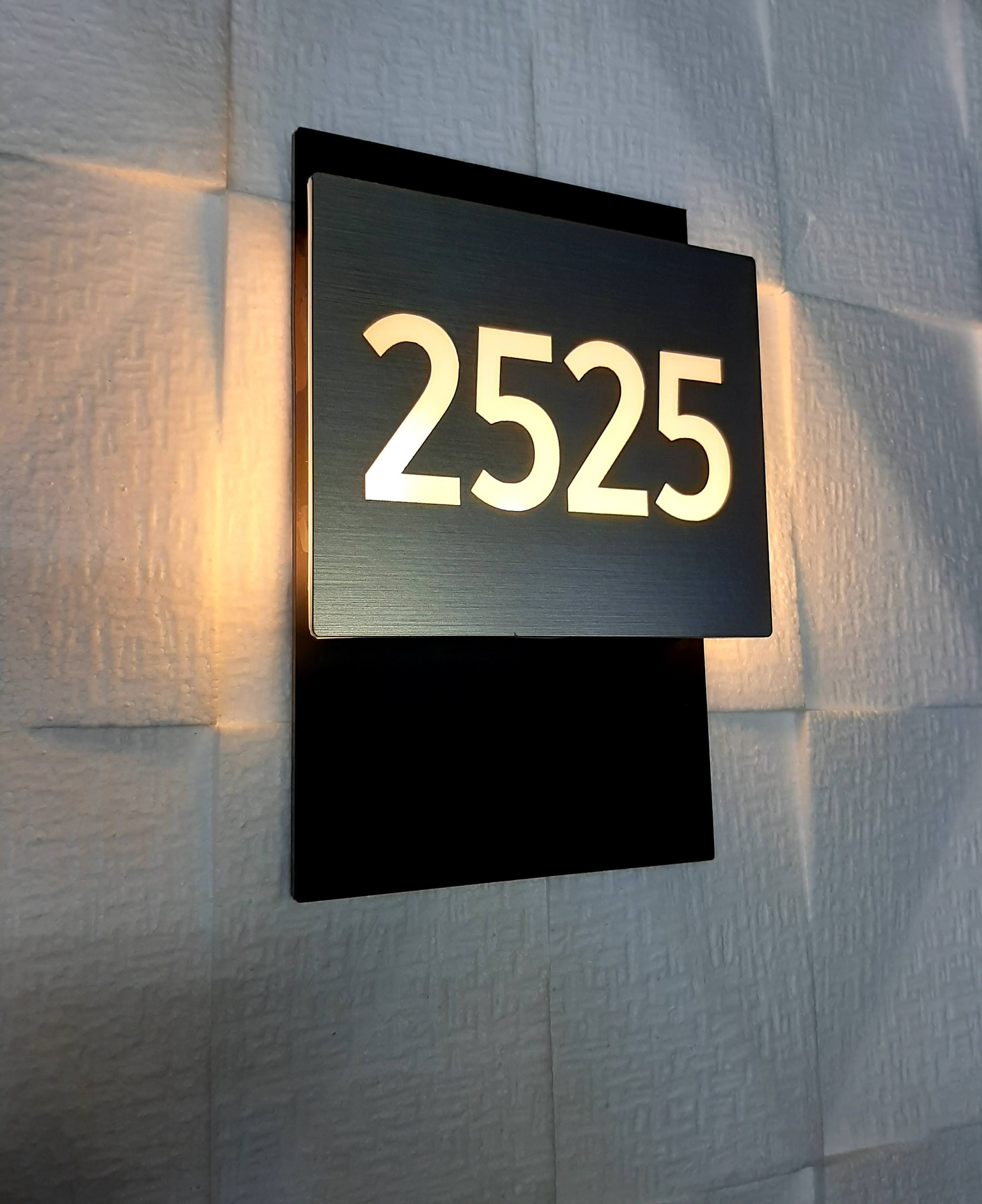 Illuminated LED Custom Indoor Vertical Door Number Sign, for Hotels - 4 ...
