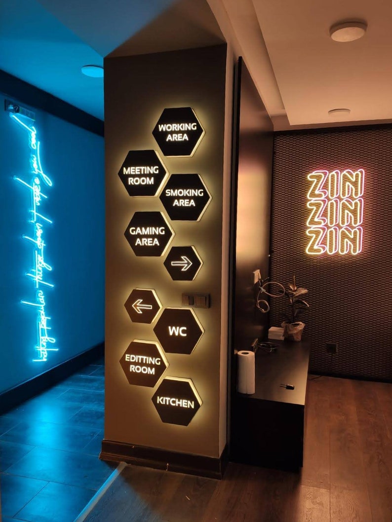 Illuminated LED Custom Indoor Hexagon Door Sign - 8.3" X 7.5" - Etsy