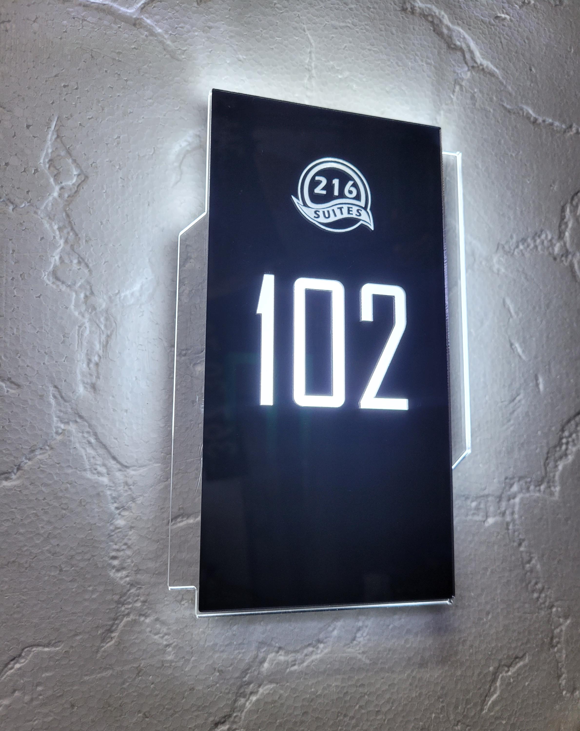 Illuminated LED Custom Indoor Mirrored Logo Engraved Door Sign, Hotel ...