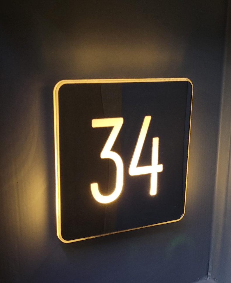 Illuminated LED Custom Indoor Mirrored Square Door Sign, Hotel Sign ...