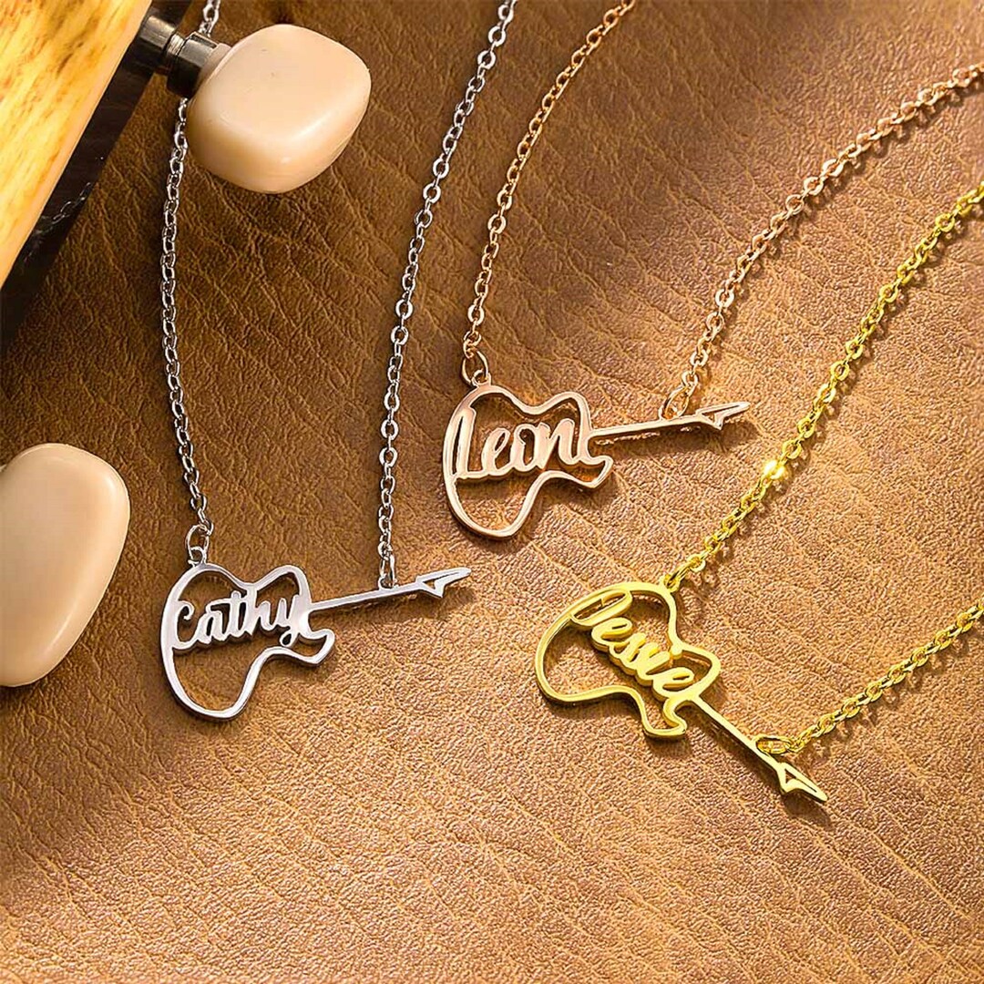 Personalized Electro Guitar Necklace, Custom Electro Guitar With Name ...
