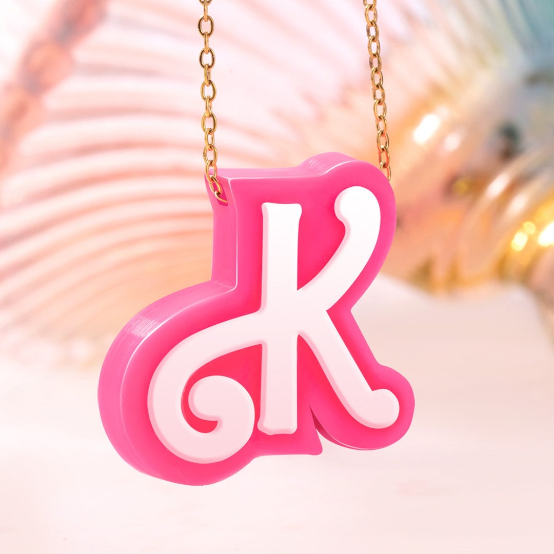 Custom 3D Printed Initial Necklace, Stocking Filler Jewelry, Pink Doll ...