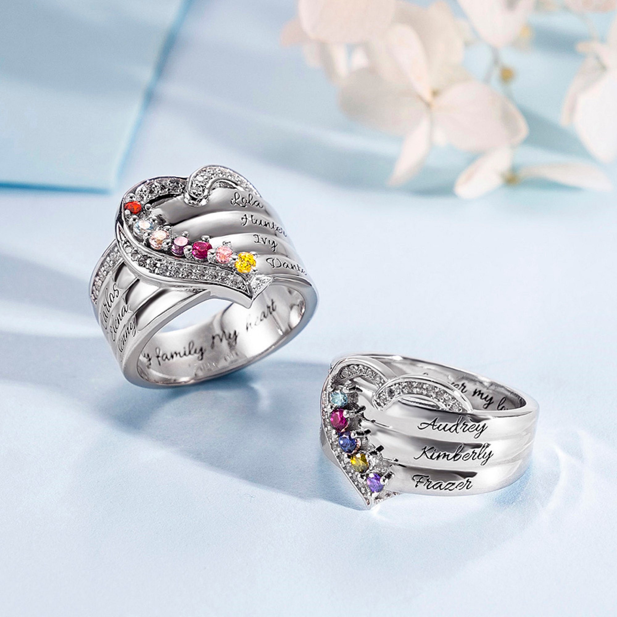 Custom Promise Rings for Her, 925 Sterling Silver Love Heart ...