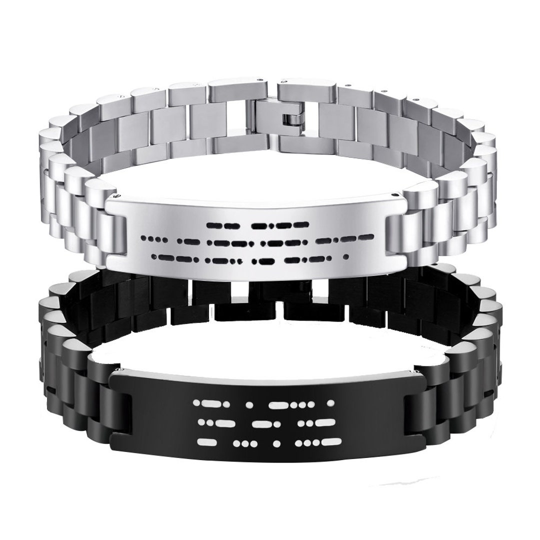 Custom Engraved Morse Code Men's Bracelet, Personalized Secret Message ...