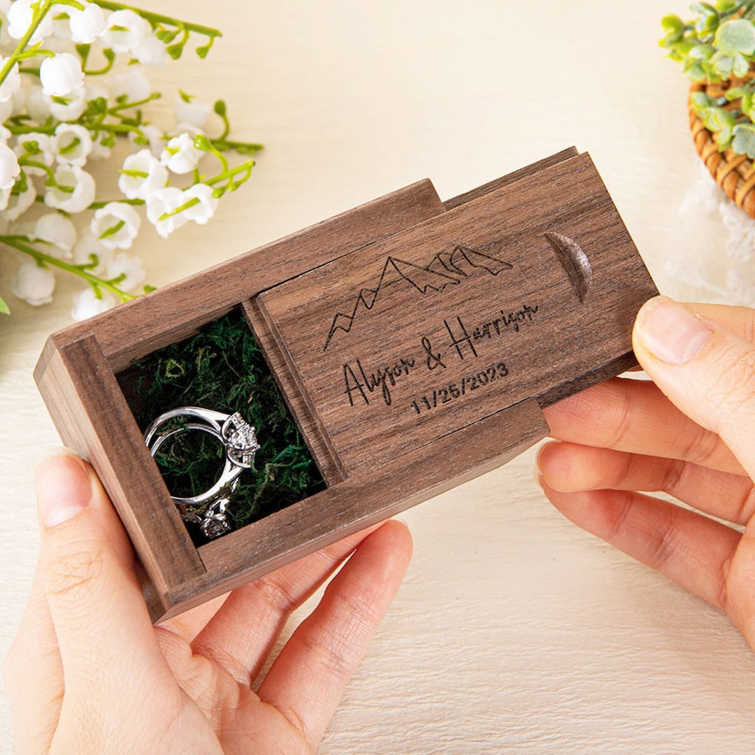Custom Wooden Ring Box, Rustic Wedding Ring Box, Proposal/engagement ...